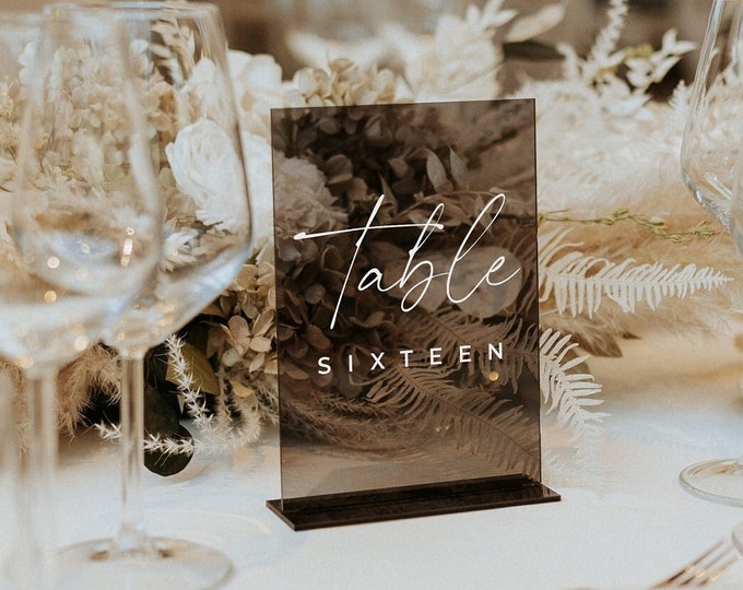 Black and White Wedding Acrylic Table Number, Modern Acrylic Table ...