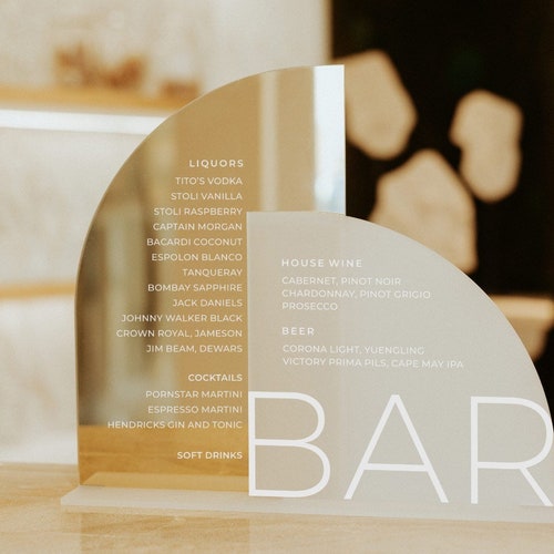 Frosted Acrylic Arched Bar Sign Wedding Arched Bar Menu - Etsy Canada
