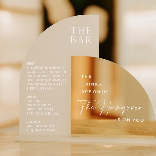 Acrylic Arched Bar Menu Sign Wedding Bar Sign Black and - Etsy