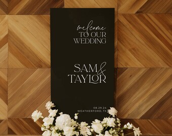 Black Acrylic Welcome Sign for Wedding Reception Decor Wedding Welcome ...