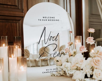 Arch Silver Mirror Wedding Welcome Sign Wedding Entrance Sign Elegant ...