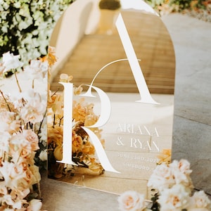 Arched Welcome Sign Gold Mirror Wedding Sign Modern Welcome Sign ...