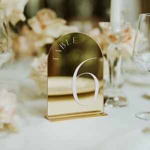 Mirror Table Numbers - Arched Table Numbers With Stands - Wedding Table ...