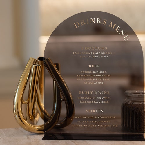 Acrylic Arched Bar Menu Sign Wedding Bar Sign Black and - Etsy