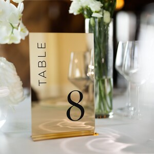 Gold Mirrored Table Numbers Wedding Table Numbers Table Number Signs ...