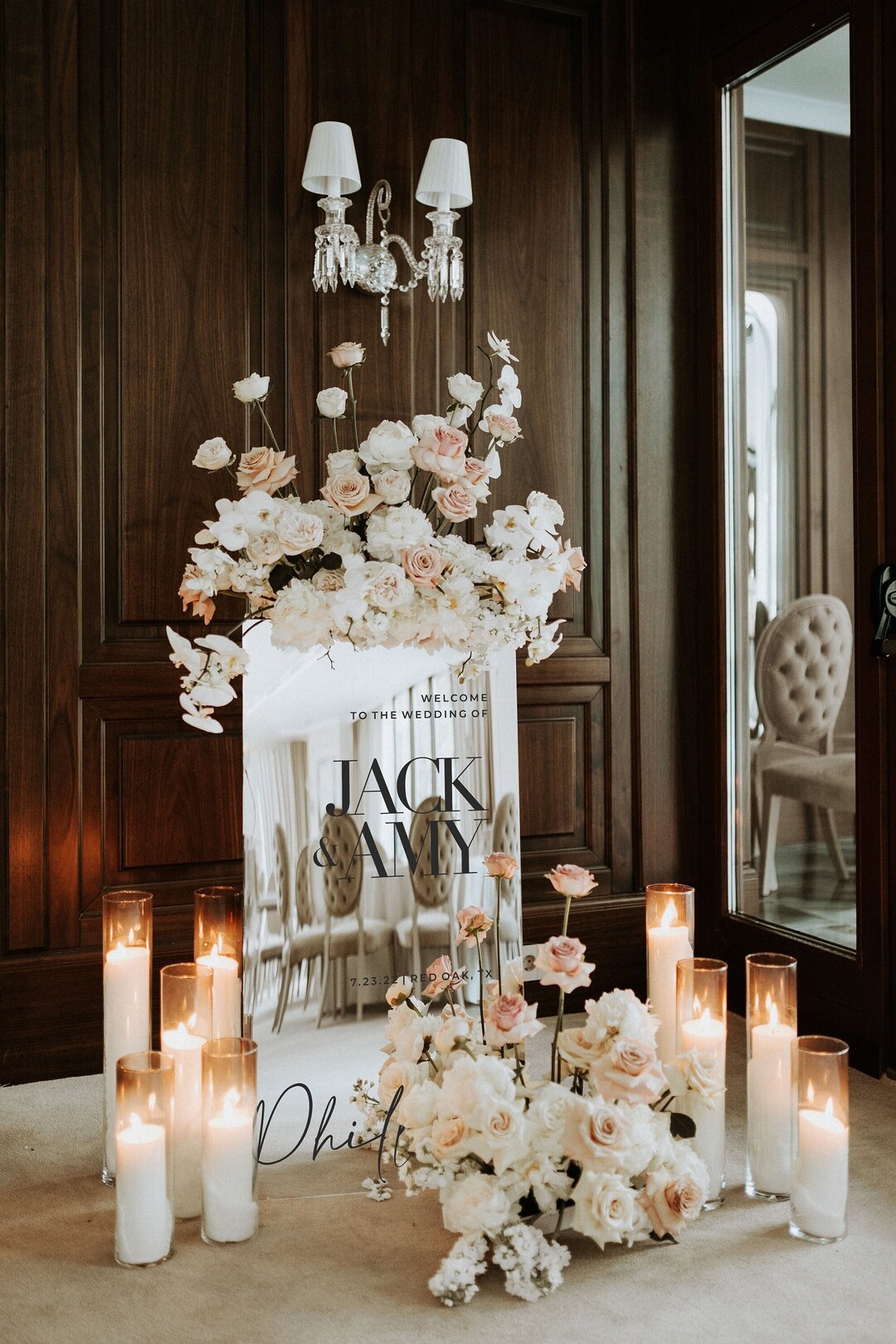 Silver Mirror Acrylic Wedding Welcome Sign Reception Signage Wedding ...