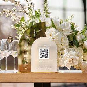 Wedding QR Code Sign - QR Code Photos Sign - Gold Mirror Wedding Sign ...