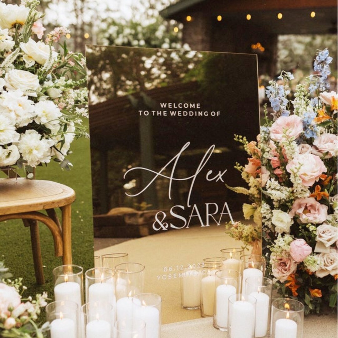 Gold Mirror Wedding Welcome Sign Welcome Sign Wedding Gold - Etsy UK