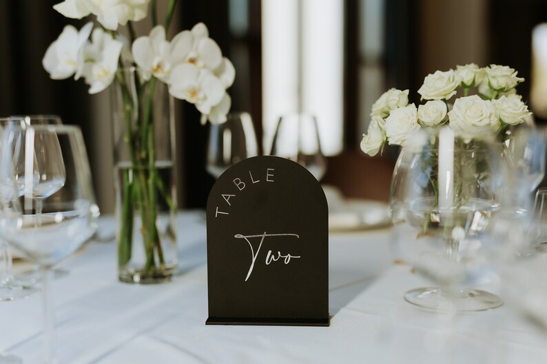 Matte Black Wedding Table Numbers Arched Acrylic Wedding - Etsy