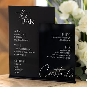 Wedding Acrylic Bar Sign Black - Bar Signage - Signature Drinks Menu ...