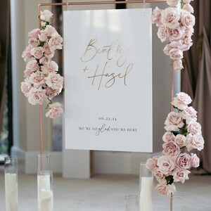 White Acrylic Wedding Sign 3D Gold Mirror Names Wedding Welcome Sign ...