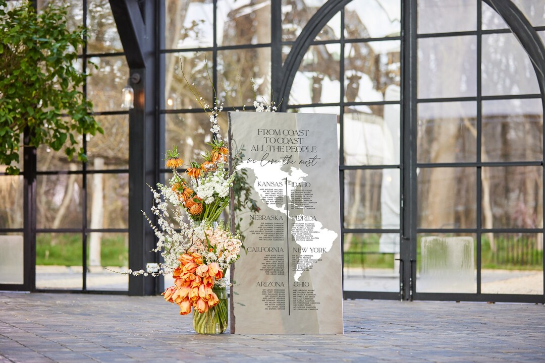 Seating Chart Mirror From Coast to Coast Wedding Seating Plan Silver ...
