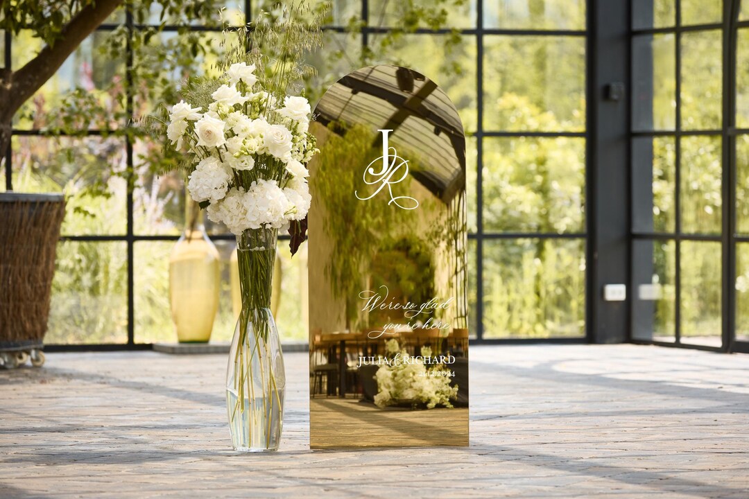 Gold Mirror Wedding Sign, Arched Wedding Welcome Sign, Acrylic Wedding ...