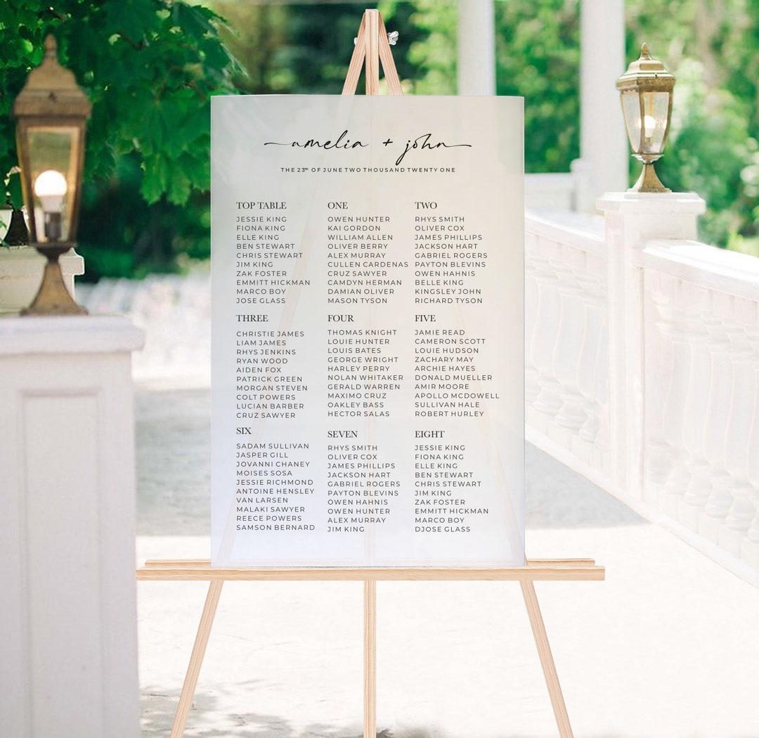 Wedding Seating Chart Sign Wedding Signage Wedding Table Plan Sign ...
