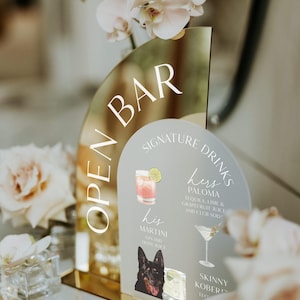 Gold Mirror Wedding Bar Sign - Wedding Signature Cocktails - Dog ...