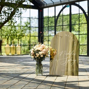 Gold Mirror Arched Welcome Sign - Wedding Sign - Mirror Wedding Signage ...