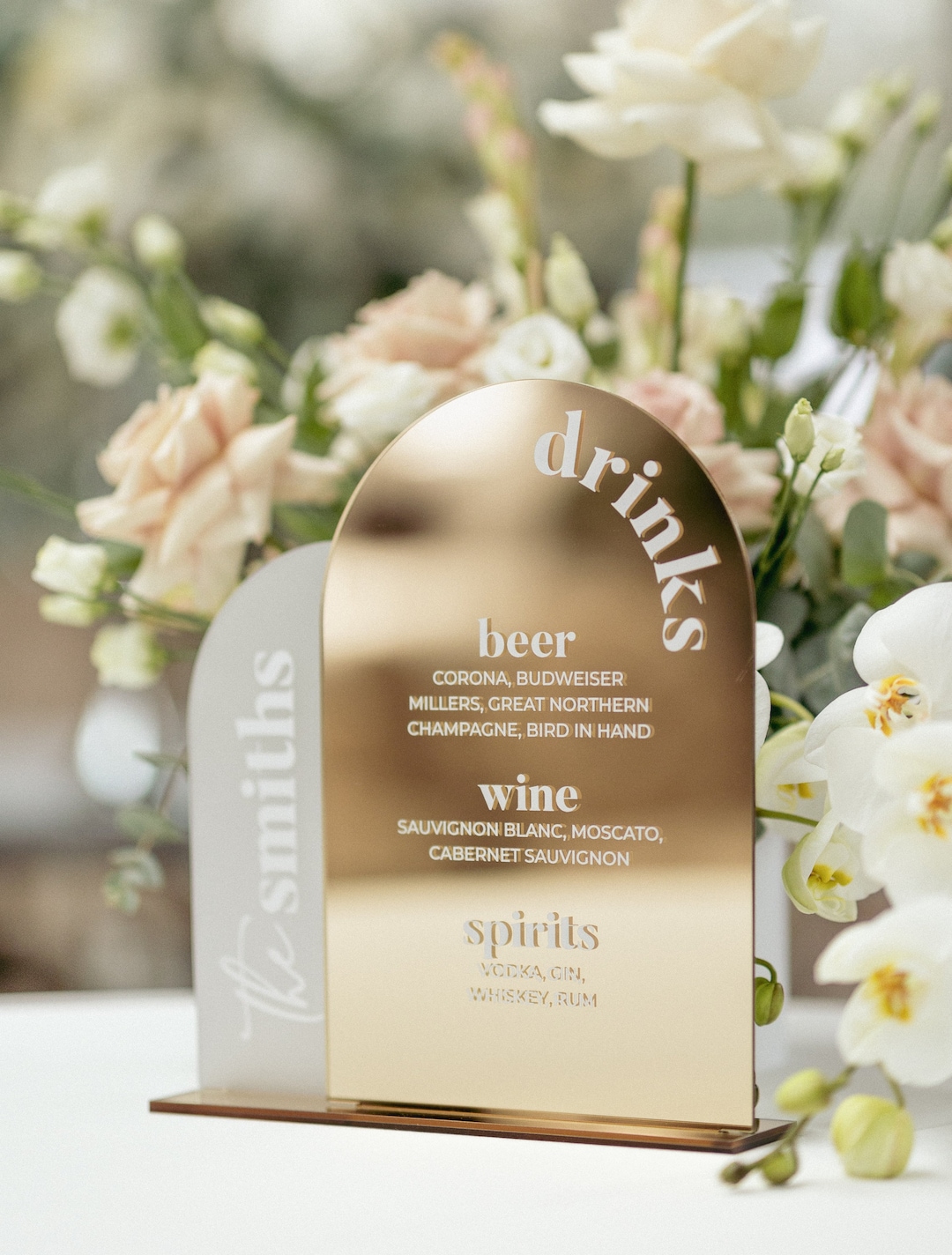 Wedding Bar Menu - Gold Mirror Bar Sign - Signature Drinks Sign ...