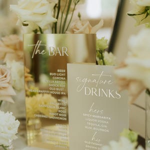 Acrylic Bar Sign - Signature Drinks Sign - His and Hers Drinks ...