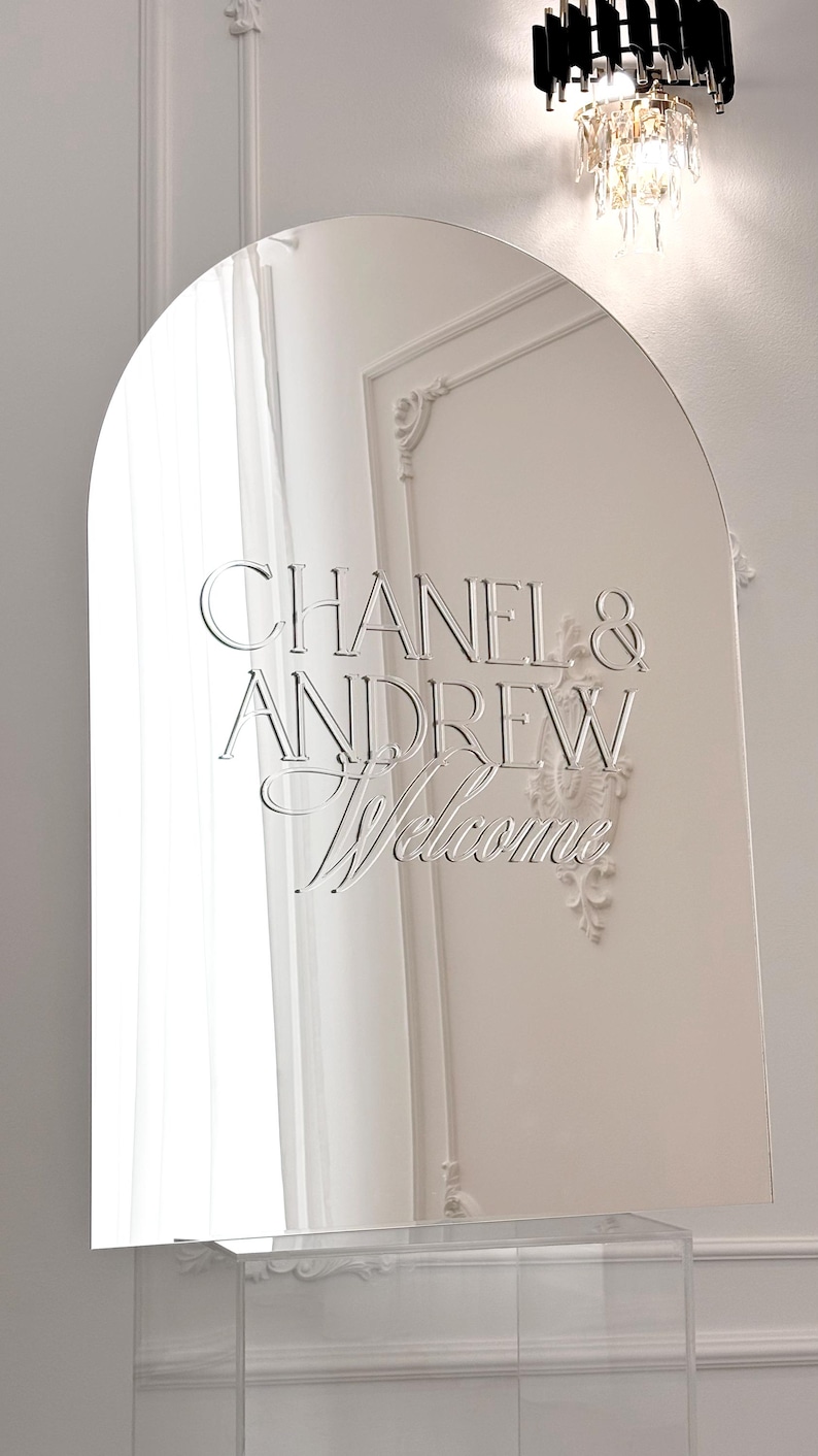 Mirror Wedding Sign - Arched Shape Welcome Sign - Wedding Reception ...