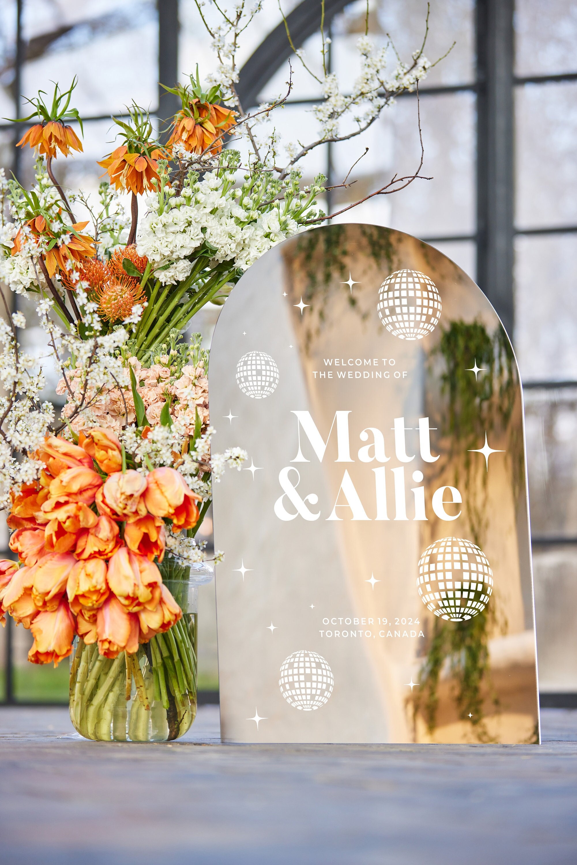 Wedding Retro Welcome Sign - Disco Ball Wedding Sign - Reception ...