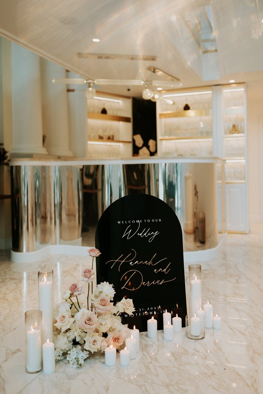 Welcome Wedding Sign With 3D Gold Names Black Acrylic Welcome Sign ...