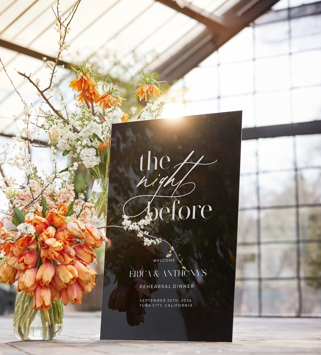 Rehearsal Dinner Welcome Sign - the Night Before Wedding Sign - Black ...