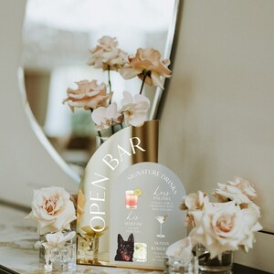 Gold Mirror Wedding Bar Sign - Wedding Signature Cocktails - Dog ...