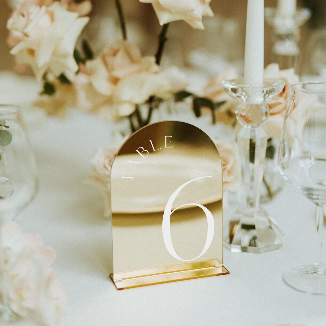 Mirror Table Numbers - Arched Table Numbers With Stands - Wedding Table ...