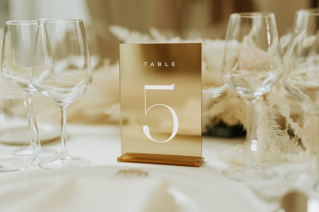 Gold Mirror Wedding Table Numbers Acrylic Table Signs Reception Decor ...