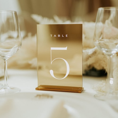 Mirror Gold Acrylic Table Numbers 3d Acrylic Table Decor - Etsy