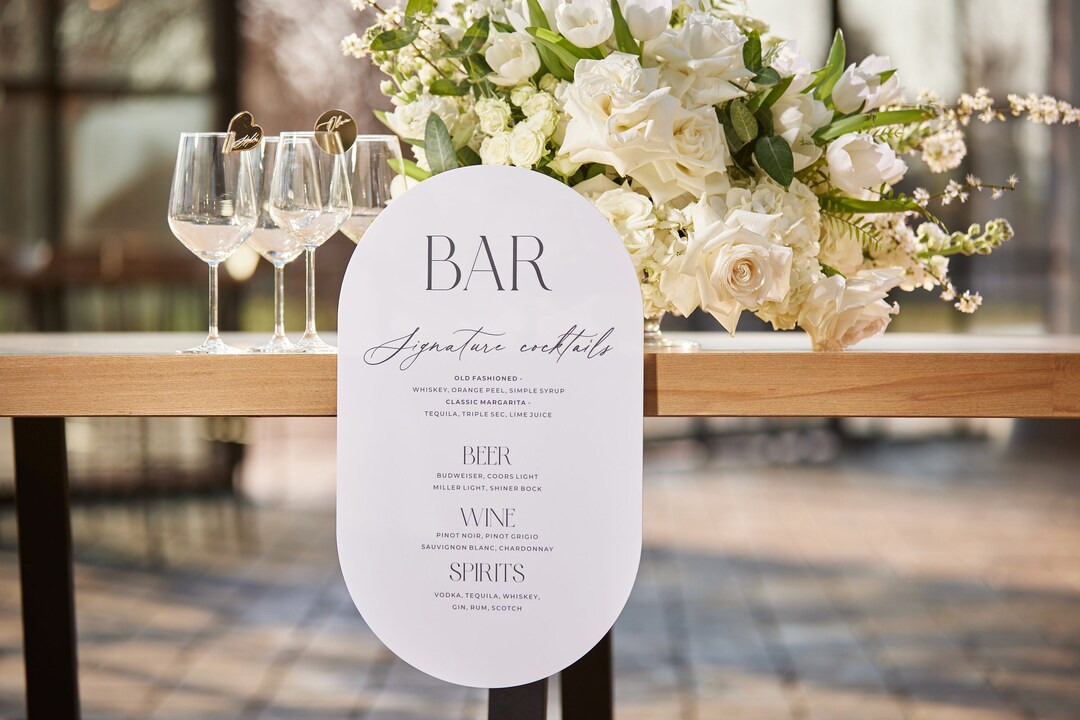 Signature Cocktails White Acrylic Floating Bar Sign - Signature Drinks ...