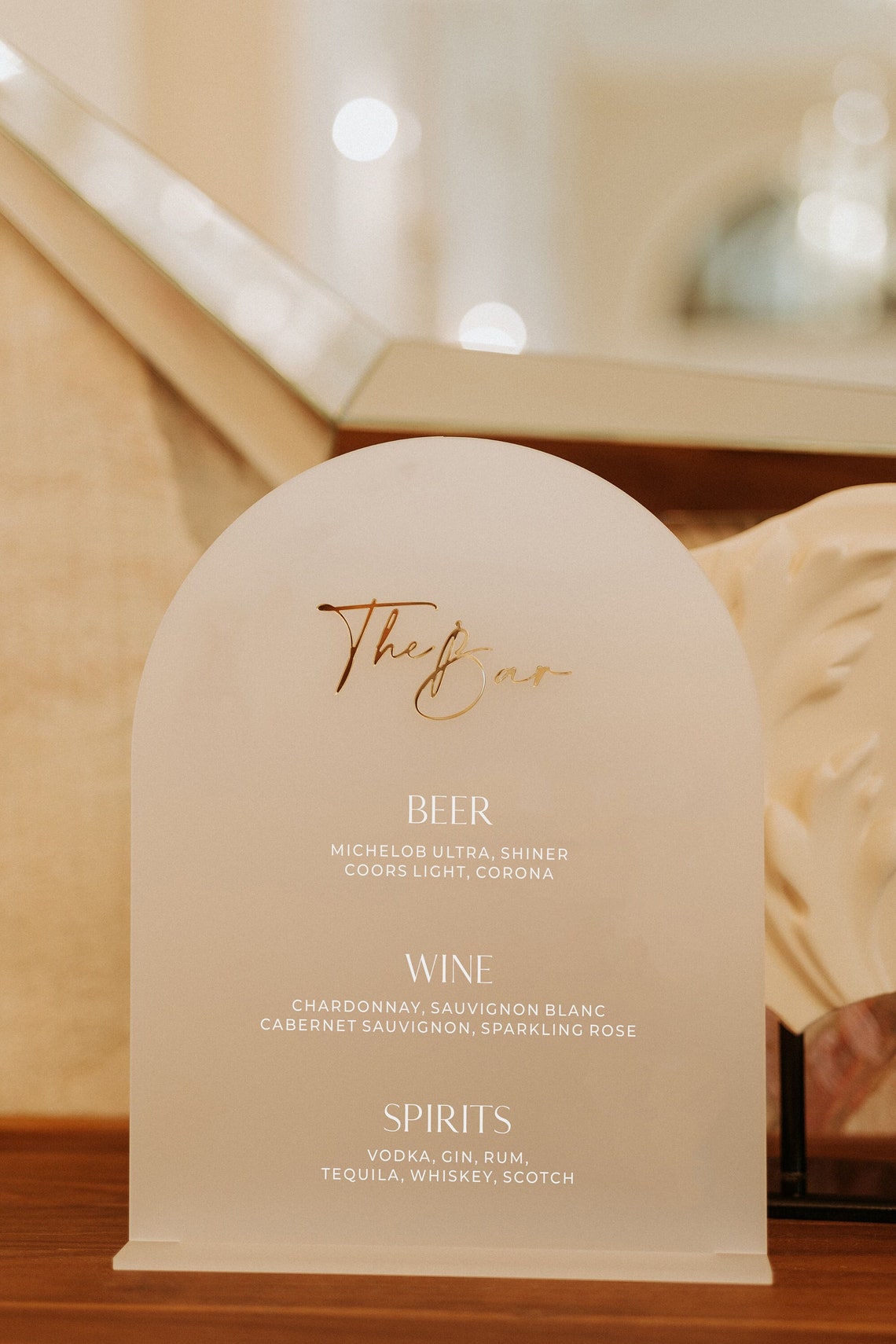 Frosted Acrylic Arched Bar Sign Wedding Arched Bar Menu - Etsy