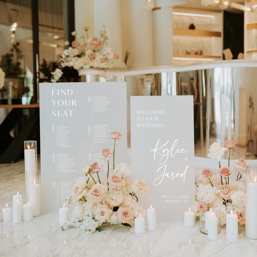 Wedding Set - Seating Chart and Wedding Welcome Sign - Wedding Signs Bundle - Frosted Acrylic ...