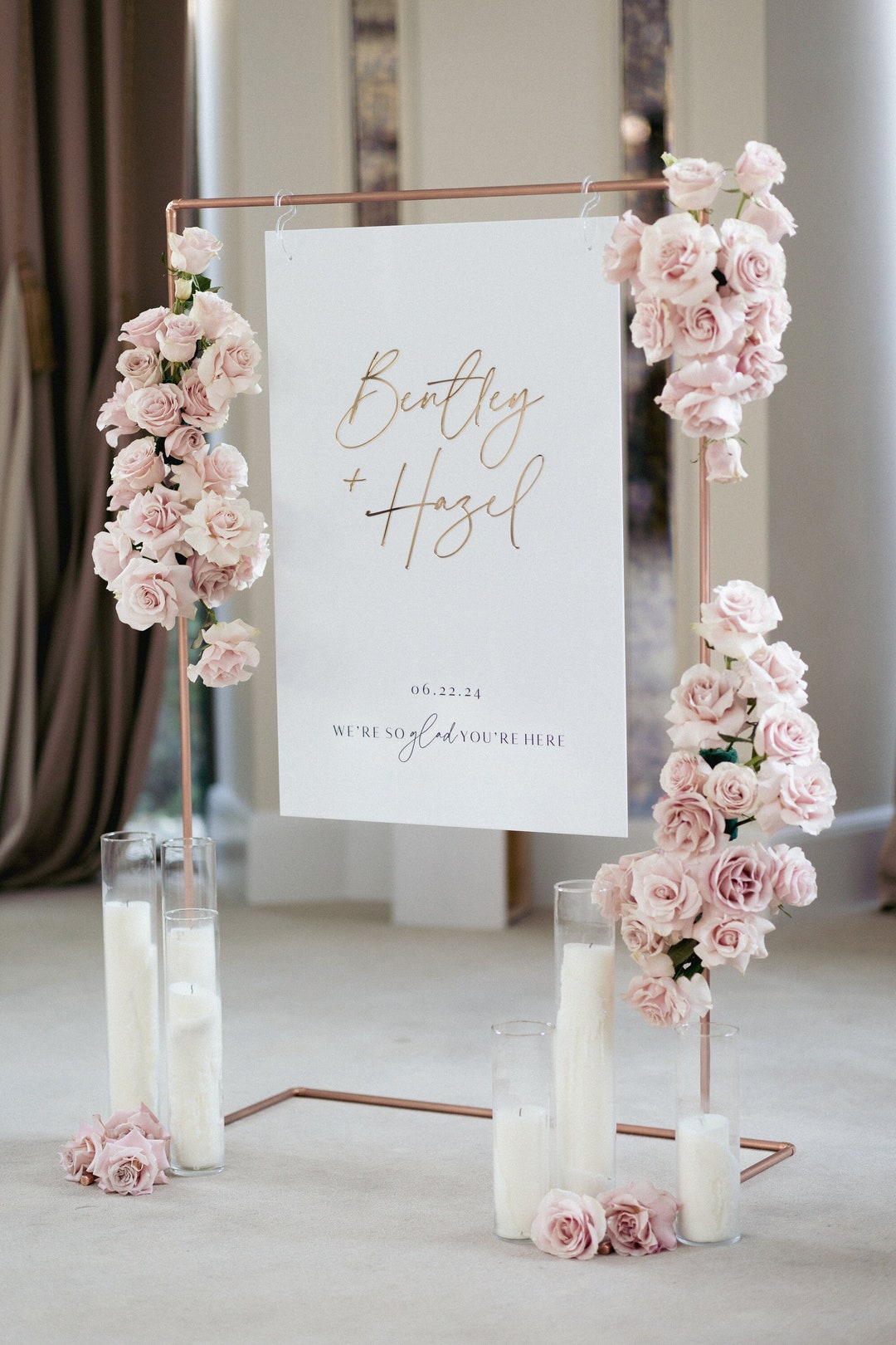 White Acrylic Wedding Sign 3D Gold Mirror Names Wedding Welcome Sign ...