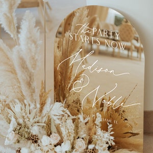 Gold Mirror Wedding Welcome Sign Arched Shape Modern Wedding Signage ...
