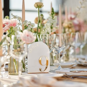 Arch Table Numbers White Acrylic 3D Gold Mirror Table Numbers Wedding ...