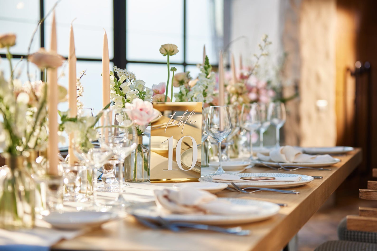 Gold Table Numbers - Wedding Table Numbers - Gold Mirror Table Signs ...