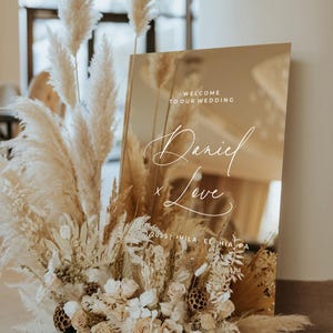 Gold Mirror Wedding Welcome Sign, Mirror Wedding Sign, Wedding Signage ...