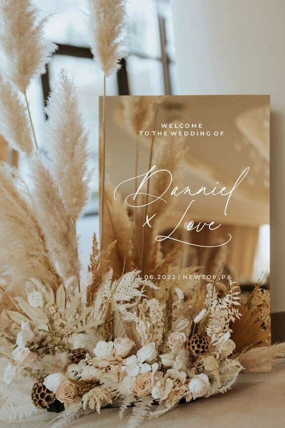Gold Mirror Acrylic Welcome Sign Wedding Signage Gold - Etsy