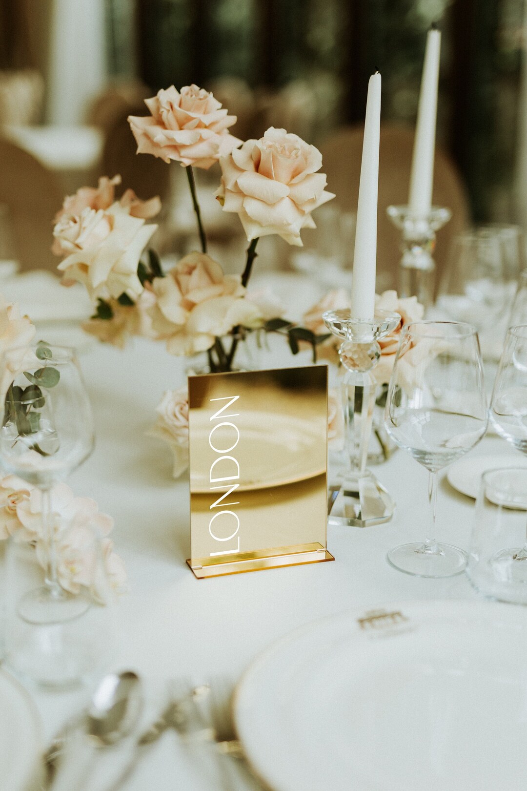 Wedding Table Numbers, Gold Mirror Table Numbers With Stands, Wedding ...