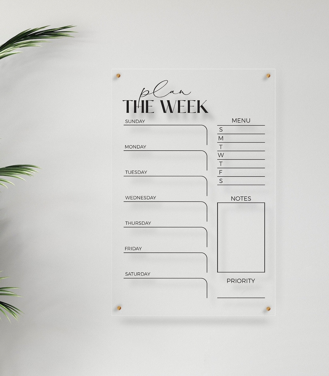 Clear Acrylic Weekly Planner - Family Command Center - Personalized ...