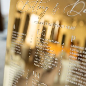 Gold Mirror Seating Chart - Acrylic Seating Plan - Wedding Seating ...