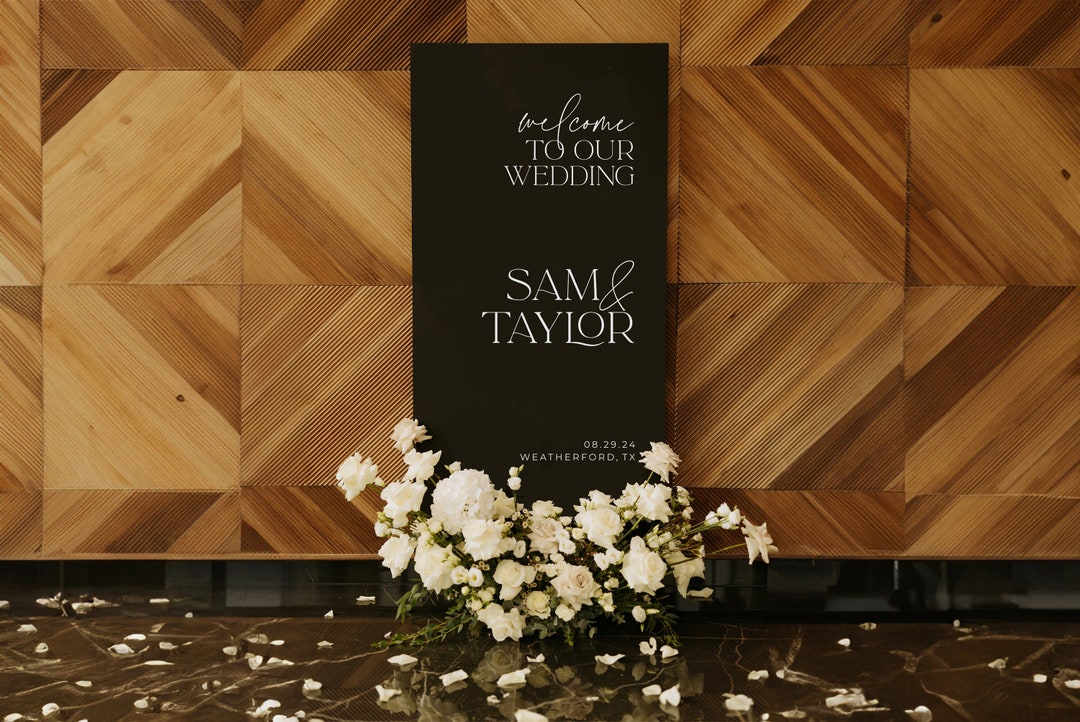 Black Acrylic Wedding Sign Wedding Welcome Sign Black Wedding Decor ...