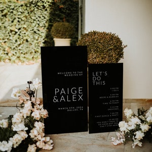 Set of Two Black Wedding Signs Wedding Bundle Sign Wedding Welcome Sign ...