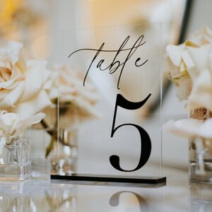 Black 3D Wedding Table Numbers Clear Acrylic Table Signs Modern Table ...