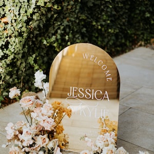 Gold Mirror Wedding Sign Arched Shape Welcome Sign Wedding Signs ...