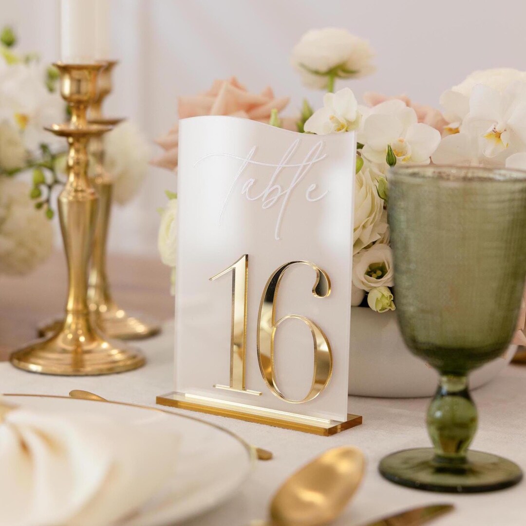 Elegant Table Numbers – Wedding Table Numbers With Stands – Beige 3D ...