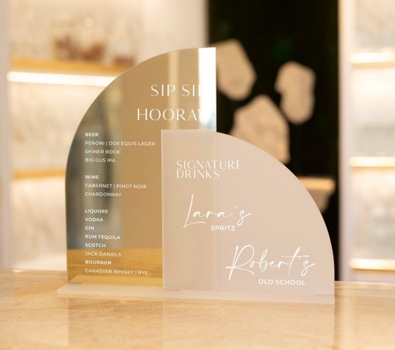 Custom Menu Arch Bar Sign| Double Arch Acrylic Bar Sign Wedding Acrylic ...