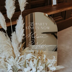 Gold Mirror Wedding Welcome Sign Arched Shape Modern Wedding Signage ...