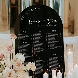 Arch Seating Chart - Wedding Reception Seating Plan - Glossy Black ...